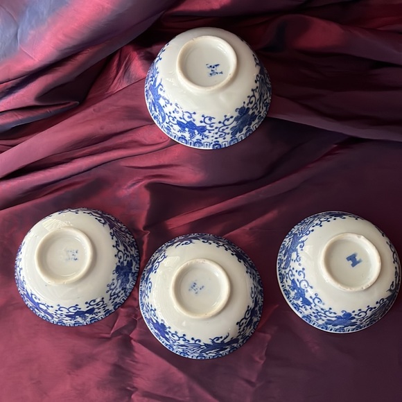 Dining | Rare Handmade In Japan Blue And White Ceramic Flying Bird Rice ...